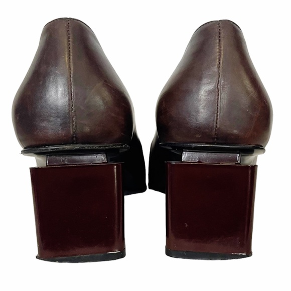 Irene Adler | Shoes | Irene Adler Brown Leather Square Toe Chunky Notch ...